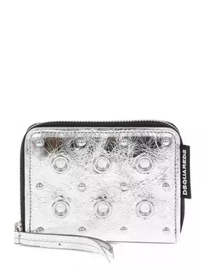 Dsquared2 Craquelé-effect Eyelet-embellished Wallet - Silver