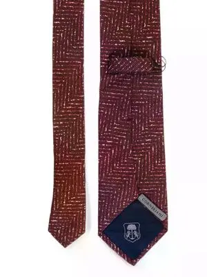 Corneliani Herringbone Silk Neck Tie - Red