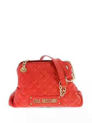 Moschino Quilted Logo-plaque Shoulder Bag - Red