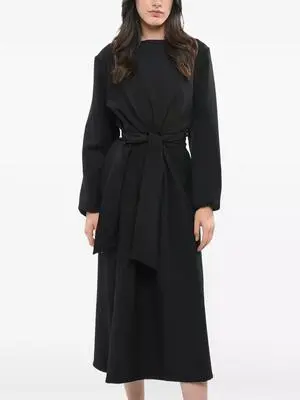 OBLÒ UNIQUE Tie-waist Long-sleeve Midi Dress - Black