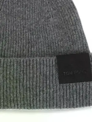 TOM FORD Logo-patch Ribbed-knit Beanie Hat