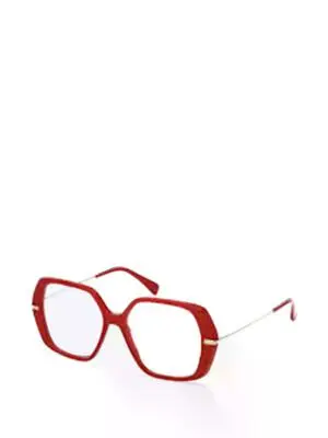 Max Mara Geometric Frame Eyeglasses - Red