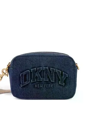 Dkny Logo-embroidered Denim Shoulder Bag - Blue