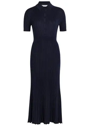 Gabriela Hearst Gabriela Hearst Amor Ribbed Cashmere-Blend Midi Dress - Navy