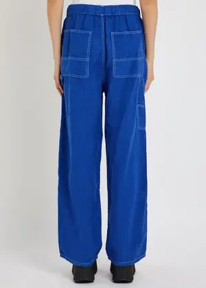 Rag & Bone Atlas Panelled Relaxed Straight-leg Linen Trousers - Blue