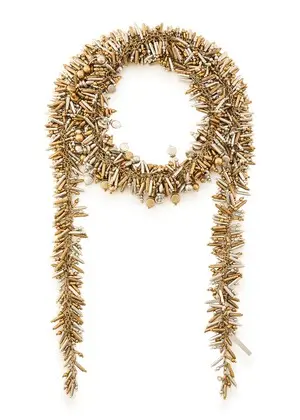 Dries Van Noten Embellished Brass Scarf Necklace - Silver