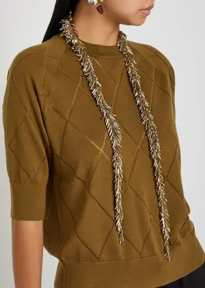 Dries Van Noten Embellished Brass Scarf Necklace
