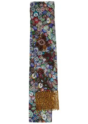 Dries Van Noten Fani Printed Embellished Chiffon Scarf - Multicoloured