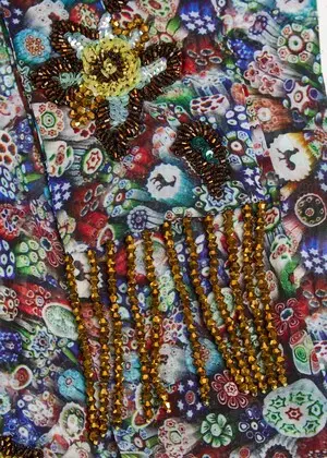 Dries Van Noten Fani Printed Embellished Chiffon Scarf
