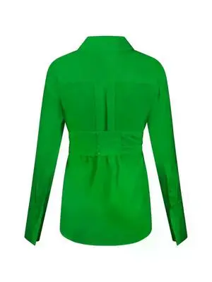 Gauge81 Silk Wrap Shirt With High-low Hem - Green