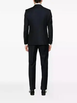 Tagliatore Satin-lapel Virgin-wool Suit - Black