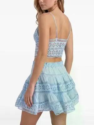 Charo Ruiz Ibiza Lea Embroidered-lace Tiered Mini Skirt