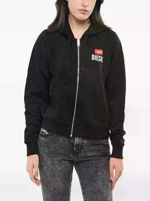 DIESEL® Logo-print Full-zip Hoodie - Black