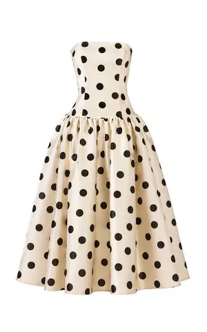 THE NEW ARRIVALS ILKYAZ OZEL The New Arrivals Ilkyaz Ozel Leyla Polka Dot Satin Maxi Dress