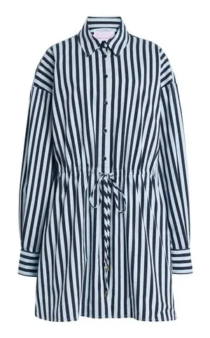 Carolina Herrera Striped Cotton-blend Mini Shirt Dress - Navy