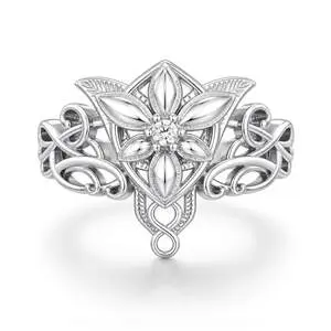 AZURA JEWELRY NEW YORK Evenfall Star Ring In White Gold Vermeil - Silver