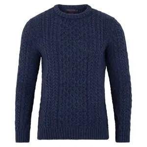 PAUL JAMES KNITWEAR British Wool Cable Jumper - Blue