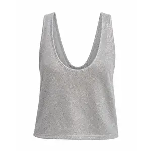 MARIANNE BY MARIE JORDANE Elegant Low-back Lurex Top Sasha Made In France - Silver
