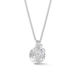 DOWER & HALL Hammered Disc & White Topaz Array Pendant - Silver