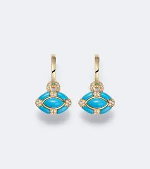 Shay Jewelry Riviera Petite 18kt Yellow Turquoise And Diamond Huggie Earrings - Gold