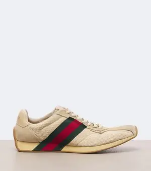 Gucci Tempo Suede-trimmed Sneakers - Beige