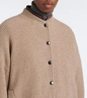 Brunello Cucinelli Ribbed-knit Cashmere Cardigan - Beige