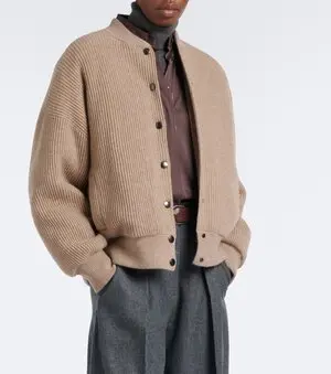 Brunello Cucinelli Ribbed-knit Cashmere Cardigan - Beige