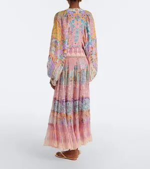Camilla Printed Tiered Silk Maxi Skirt
