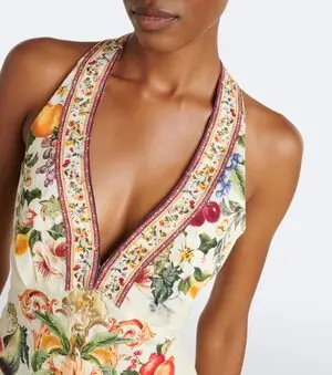 Camilla Embellished Halterneck Linen Romper