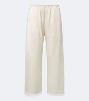 LESET Barb Lace-trimmed Satin Wide-leg Pants - White