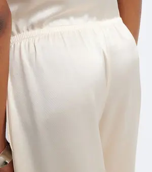 LESET Barb Lace-trimmed Satin Wide-leg Pants