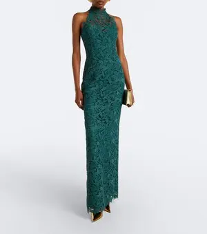 Monique Lhuillier Halterneck Lace Gown