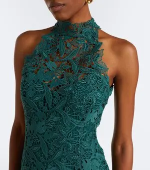 Monique Lhuillier Halterneck Lace Gown
