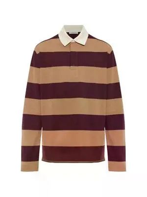 Moncler Striped Long-sleeve Polo Shirt - Neutrals