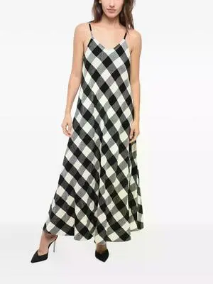 Woolrich Checked Flared Maxi Dress - Black