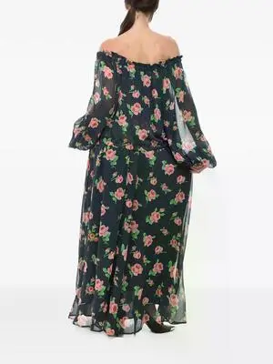 ROTATE BY BIRGER CHRISTENSEN Floral-print Off-shoulder Chiffon Maxi Dress