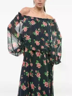 ROTATE BY BIRGER CHRISTENSEN Floral-print Off-shoulder Chiffon Maxi Dress