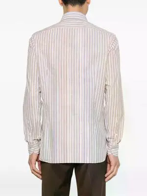 LUIGI BORRELLI Rio Striped Long-sleeve Shirt - Neutrals