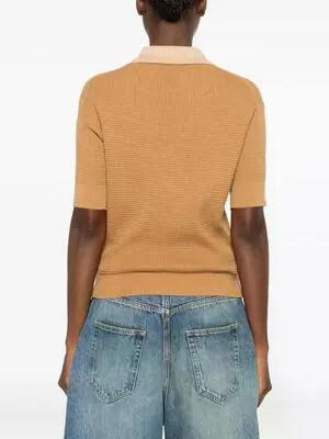 JW Anderson Contrast-collar Short-sleeve Polo Top - Neutrals