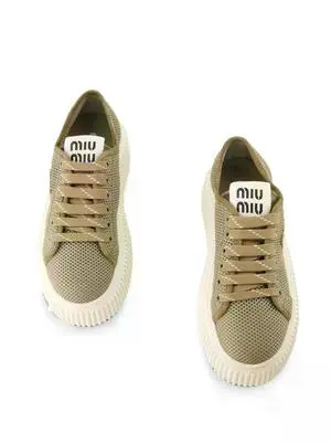 Miu Miu Mesh Platform Sneakers - Brown