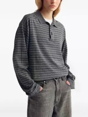NILI LOTAN Striped Long-sleeve Polo Shirt