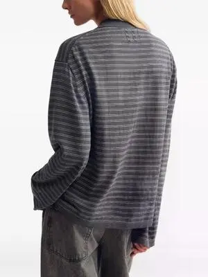 NILI LOTAN Striped Long-sleeve Polo Shirt