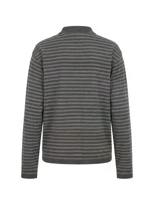NILI LOTAN Striped Long-sleeve Polo Shirt
