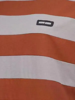 Miu Miu Striped Cotton T-shirt - Brown