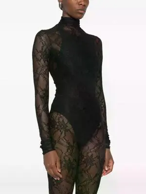 Andamane Ziggy Lace High-neck Bodysuit - Black