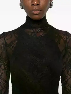 Andamane Ziggy Lace High-neck Bodysuit - Black