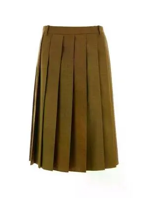 Prada Pleated Midi Skirt - Brown