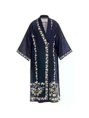 Agua Bendita Quimera Anhelo Floral-print Linen Midi Kaftan - Blue