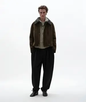Bottega Veneta Suede Leather Zip-up Jacket - Deep Moss