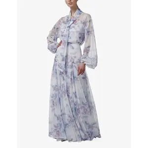 LEEM Floral-print High-rise Chiffon Maxi Skirt